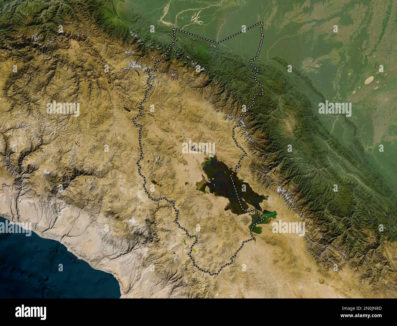 Puno, region of Peru. Low resolution satellite map Stock Photo - Alamy