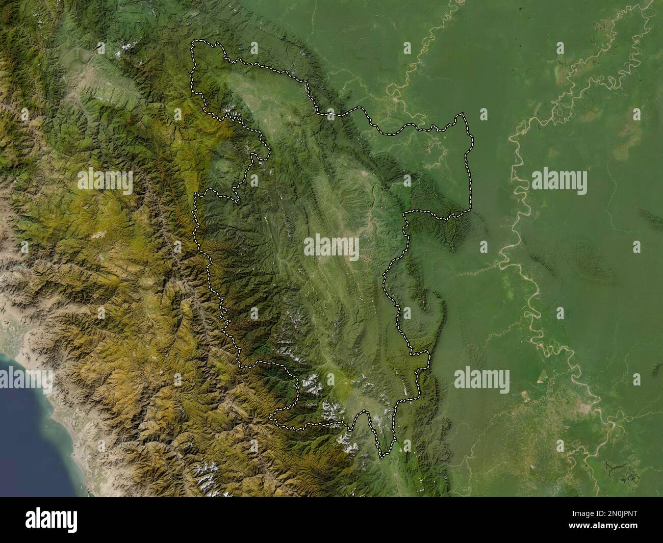 San Martin, region of Peru. Low resolution satellite map Stock Photo - Alamy