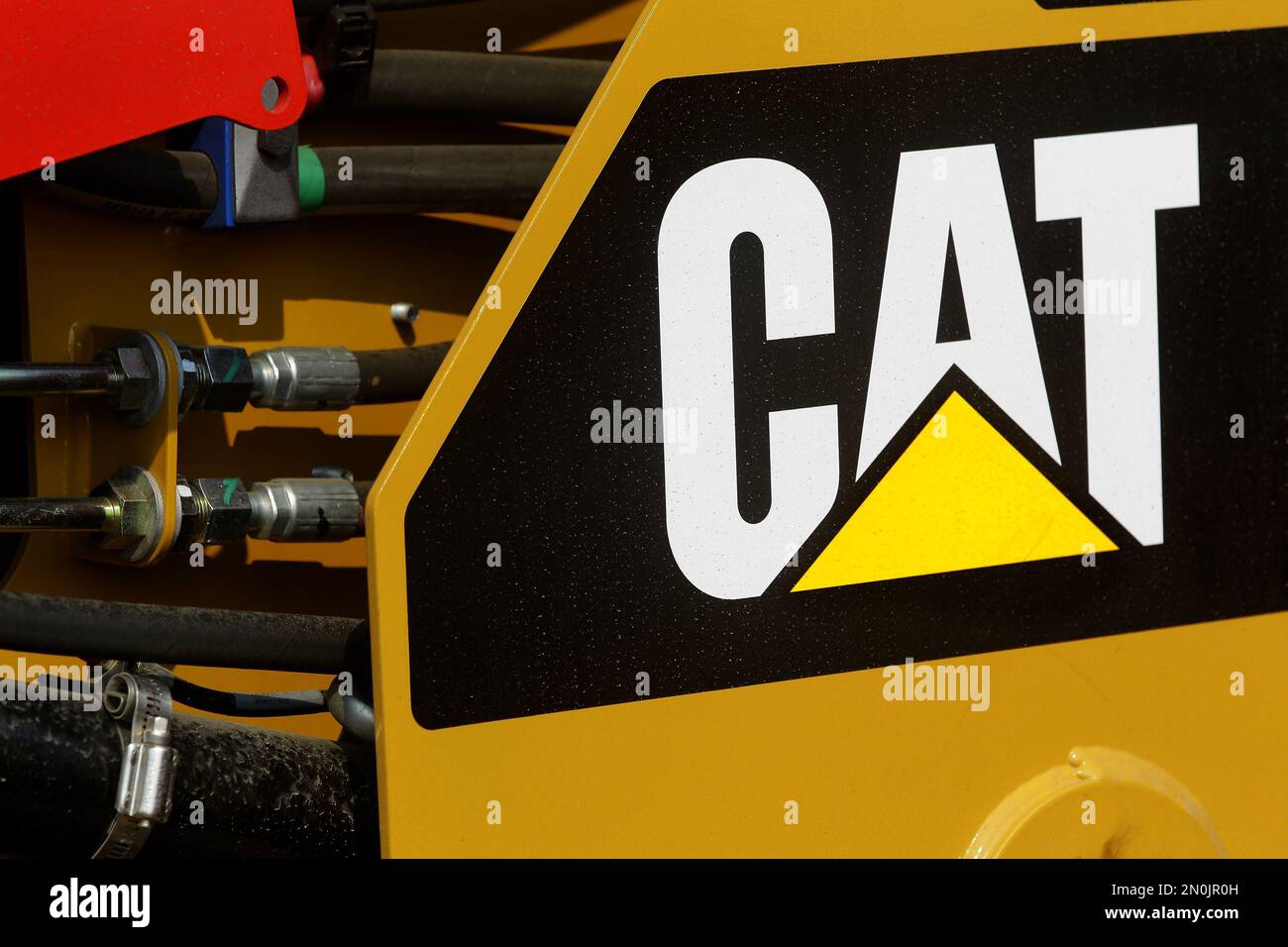 In this Monday, Aug. 31, 2015 photo, the Caterpillar logo appears on ...
