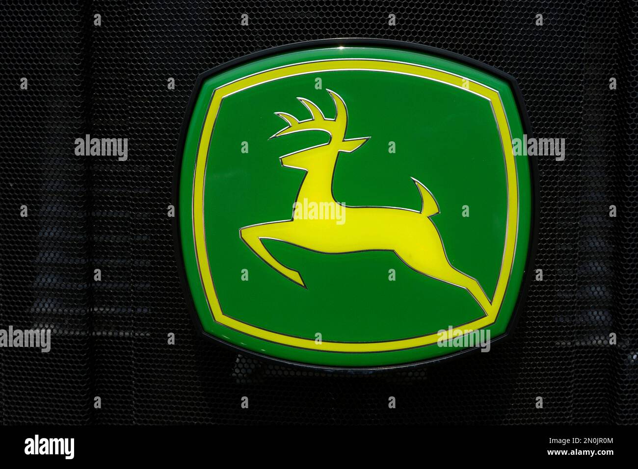 In this Monday, Aug. 31, 2015 photo, the John Deere logo is seen on ...
