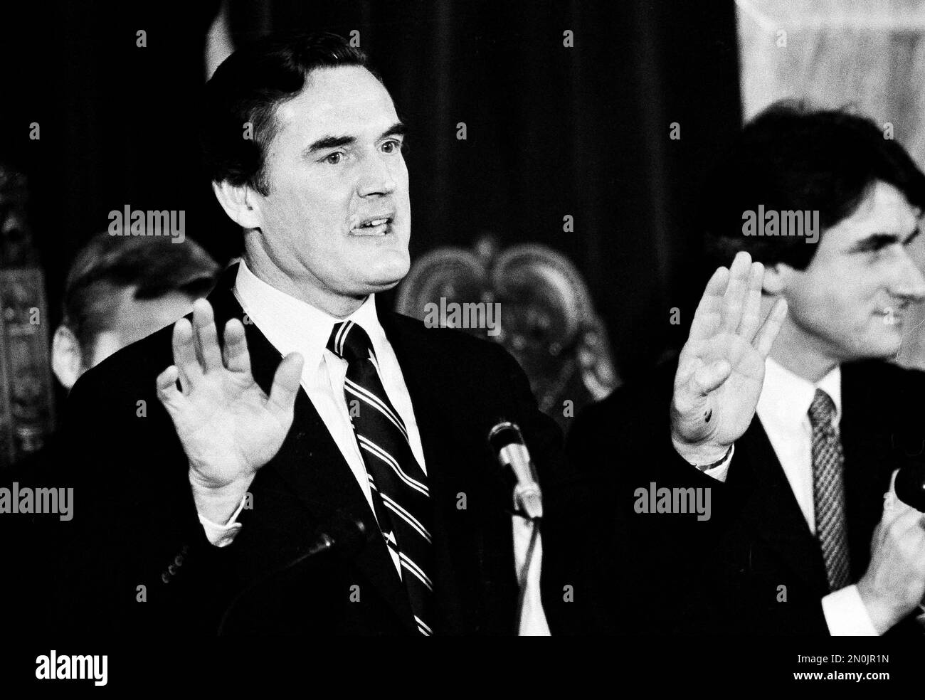 Gov. Edward J. King acknowledges applause following his swearing-in at ...