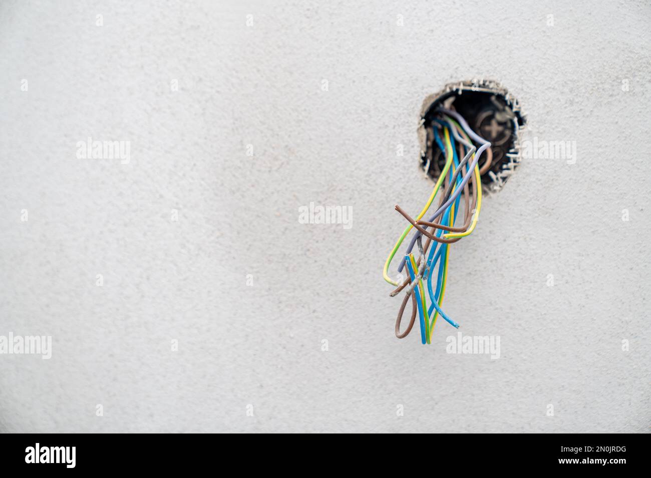 colored wires in the wall, preparation of electrical installation for a ...