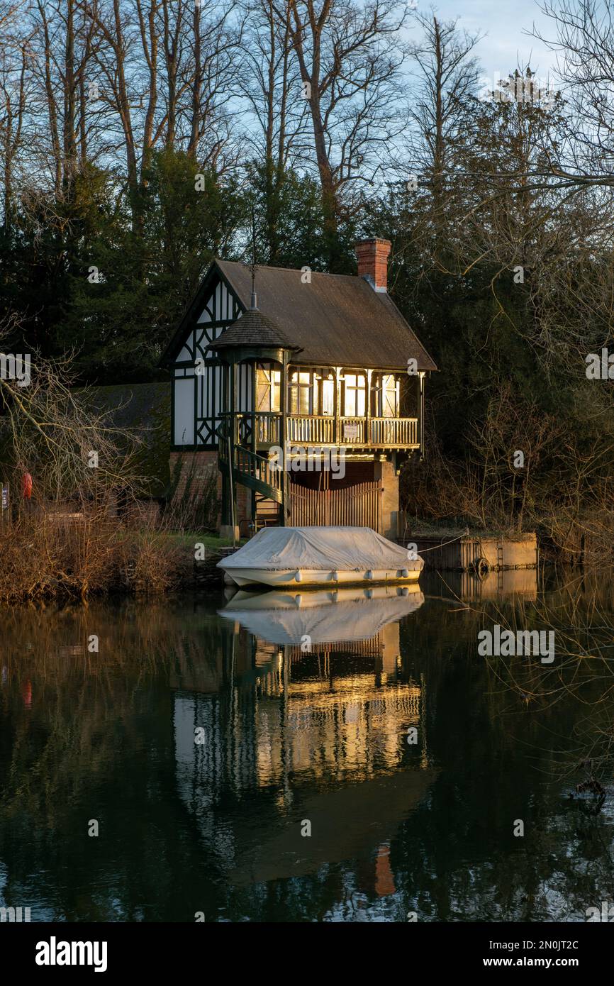 Boat House by the River Thames, between Wallingford and Benson Stock ...