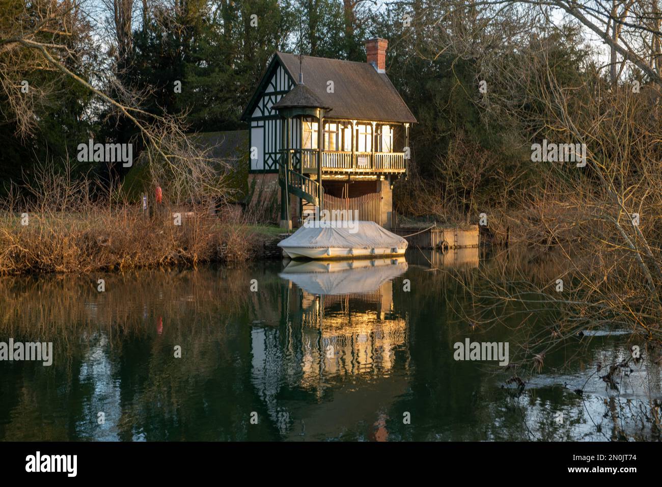 Boat House by the River Thames, between Wallingford and Benson Stock ...