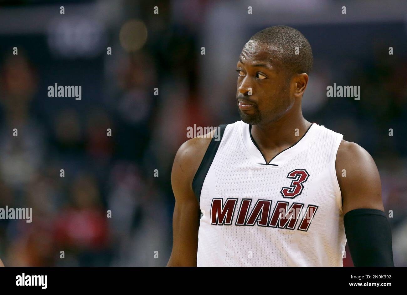 Miami Heat guard Dwyane Wade (3) walks on the court in the first half ...