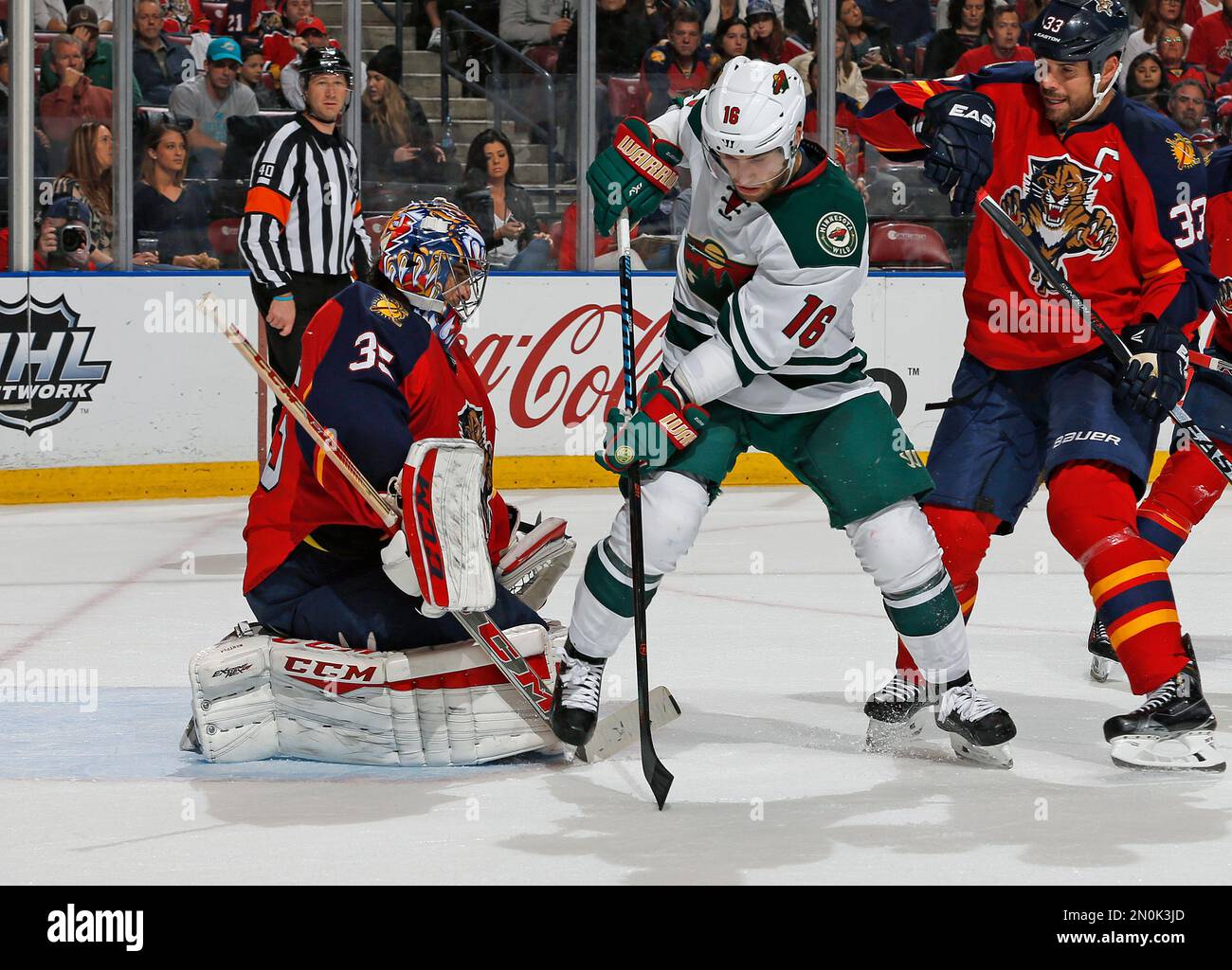 Florida Panthers goaltender Al Montoya (35) stops a shot by Minnesota ...