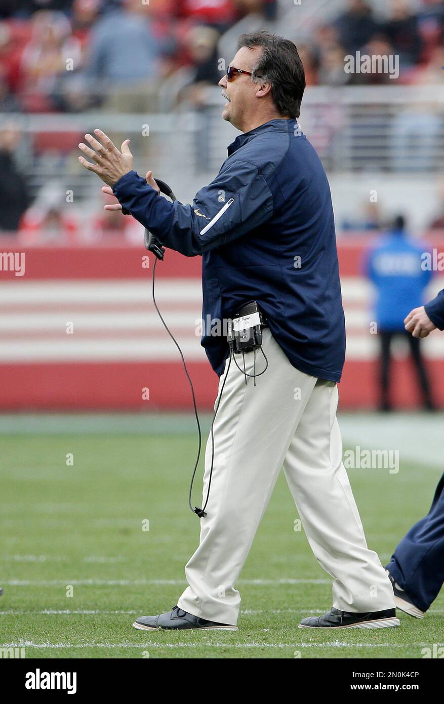 St. Louis Rams head coach Jeff Fisher gestures against the San ...