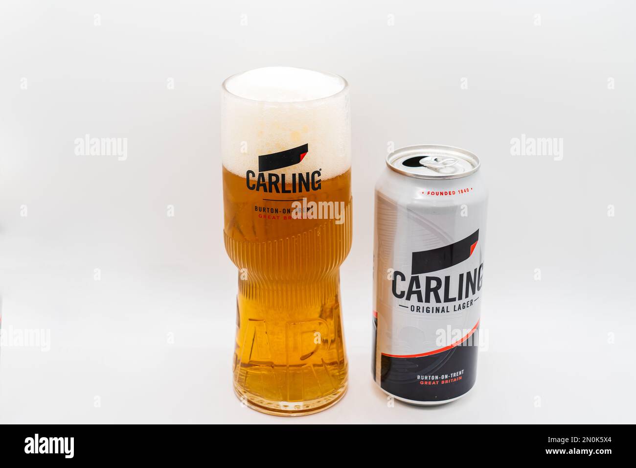 Wolverhampton, England - February 4 2023; Carling Lager Beer in a ...