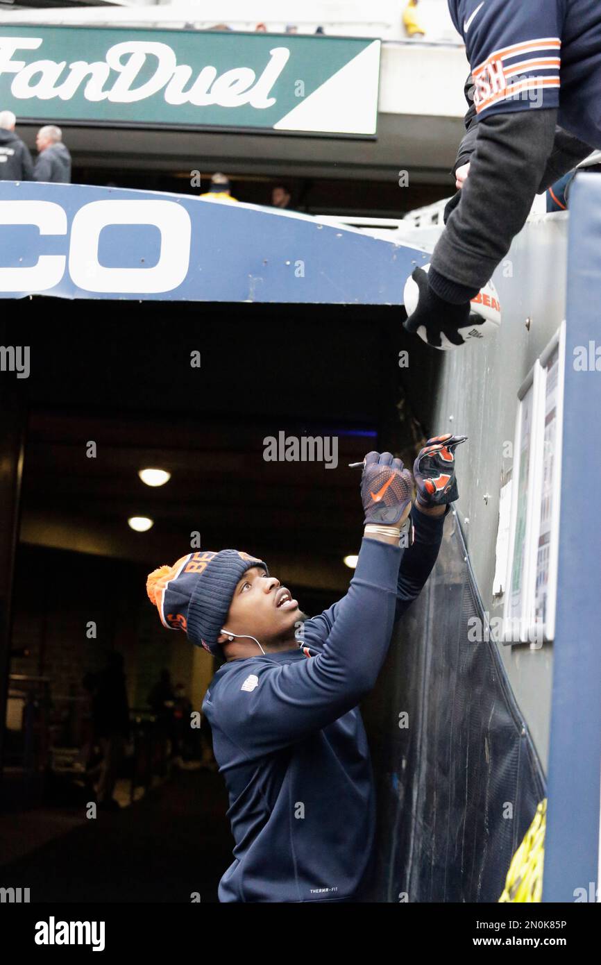 Chicago Bears wide receiver Josh Bellamy signs autographs before an NFL ...