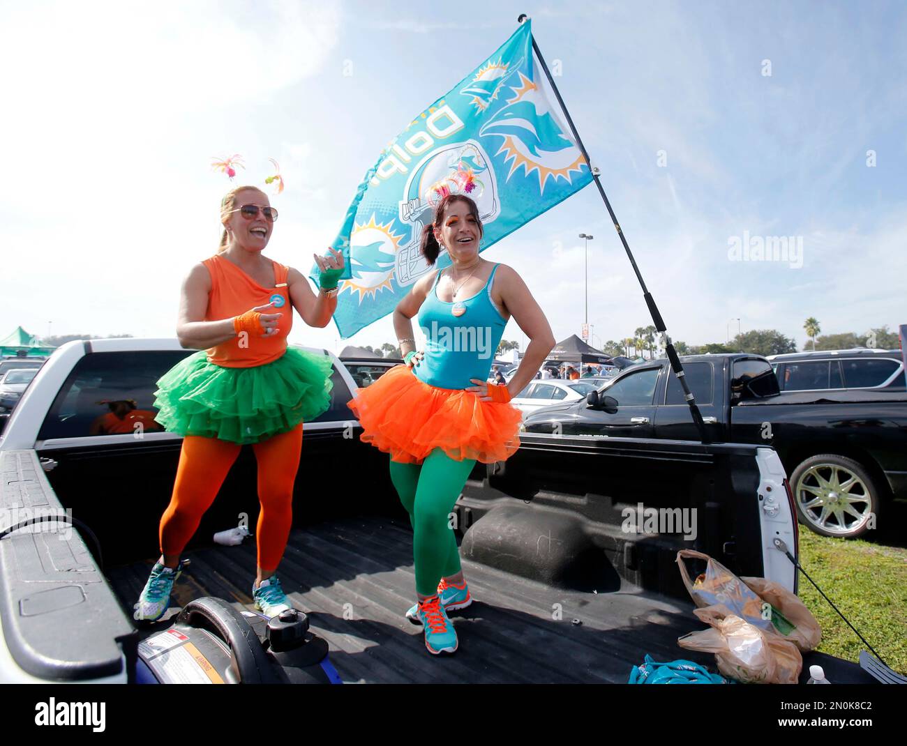 Odalys Rodriguez, right, and Yoanka Aguilar, both of Miami, entertain ...