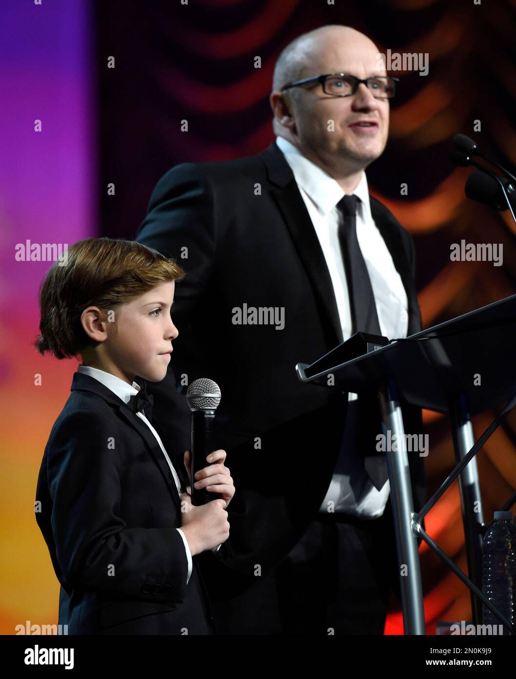 Jacob Tremblay, left, and Lenny Abrahamson present the breakthrough ...