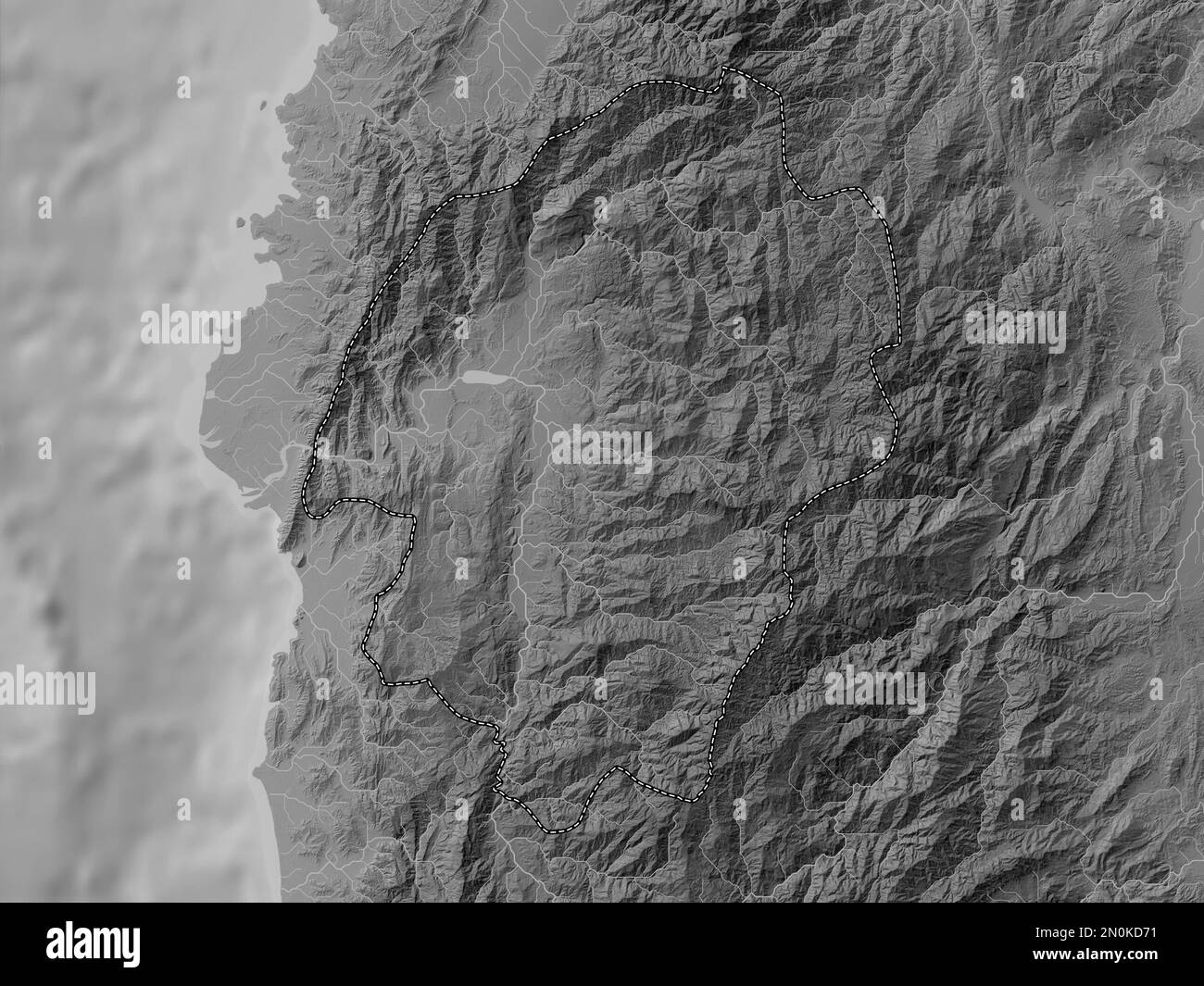Abra, province of Philippines. Grayscale elevation map with lakes and ...