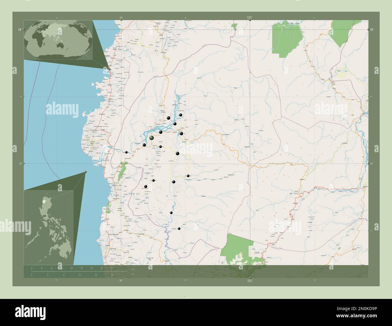 Abra, province of Philippines. Open Street Map. Locations of major ...
