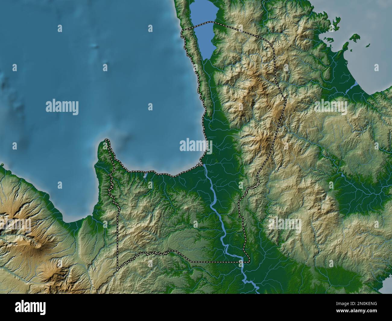 Agusan del Norte, province of Philippines. Colored elevation map with ...