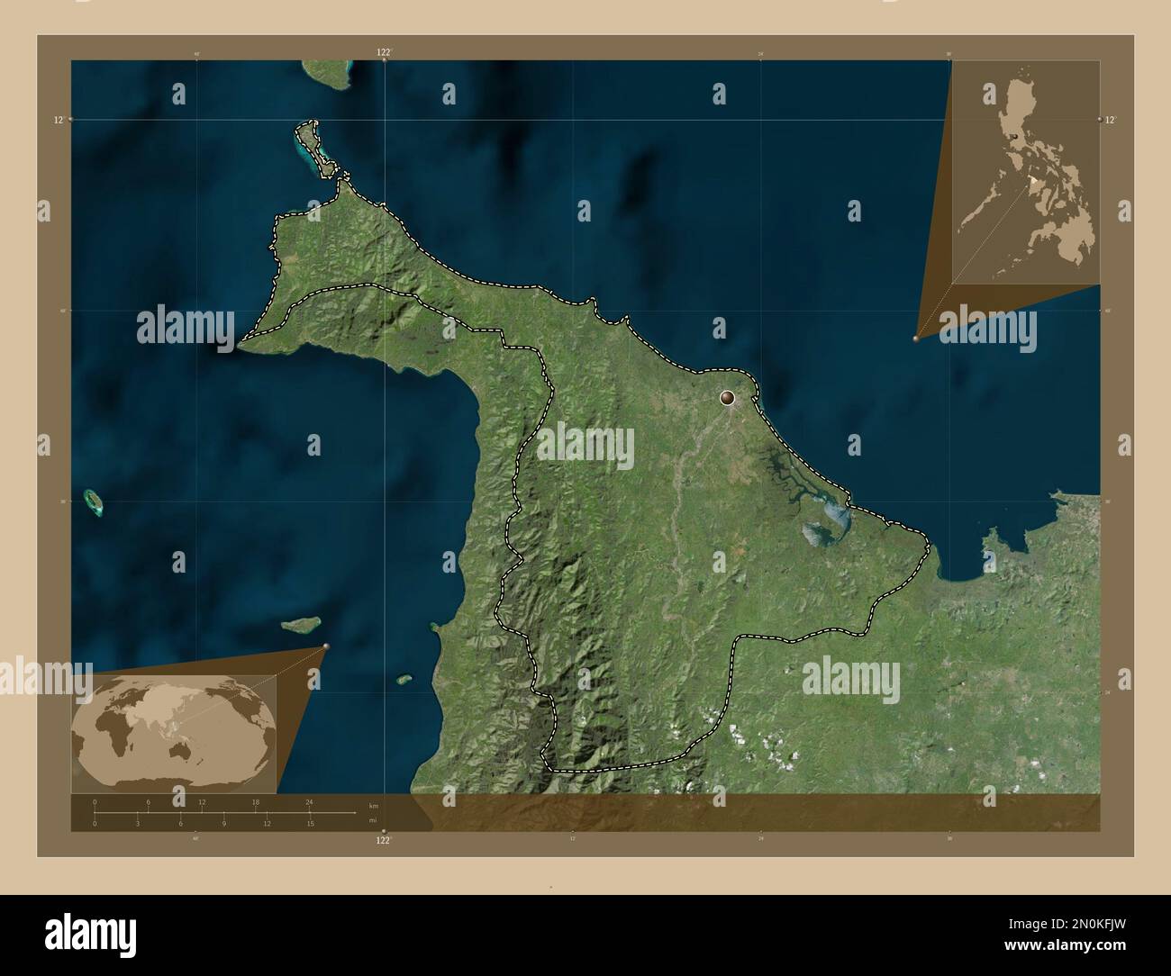 Aklan, province of Philippines. Low resolution satellite map. Corner ...