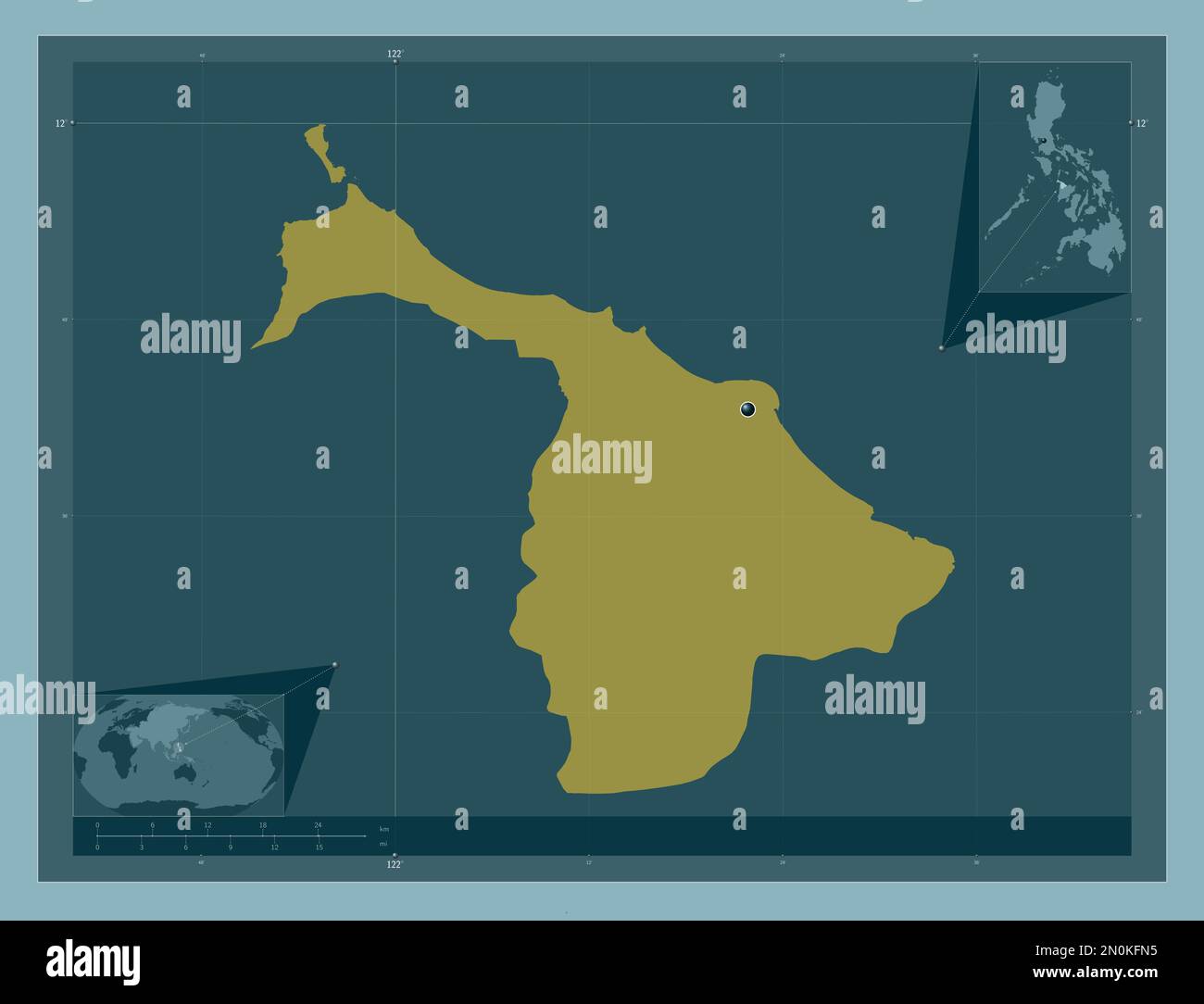 Aklan, province of Philippines. Solid color shape. Corner auxiliary ...