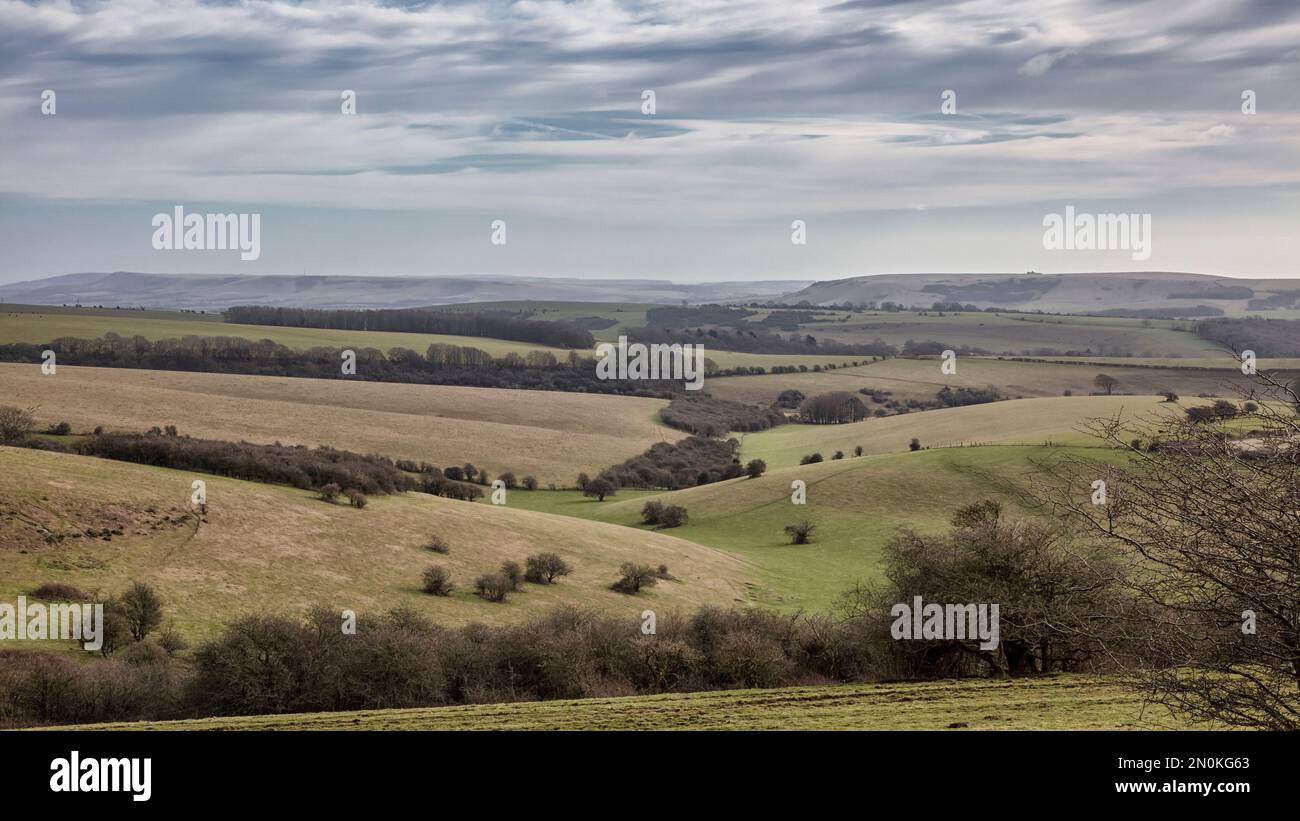 East Sussex from Ditchling beacon Stock Photo - Alamy