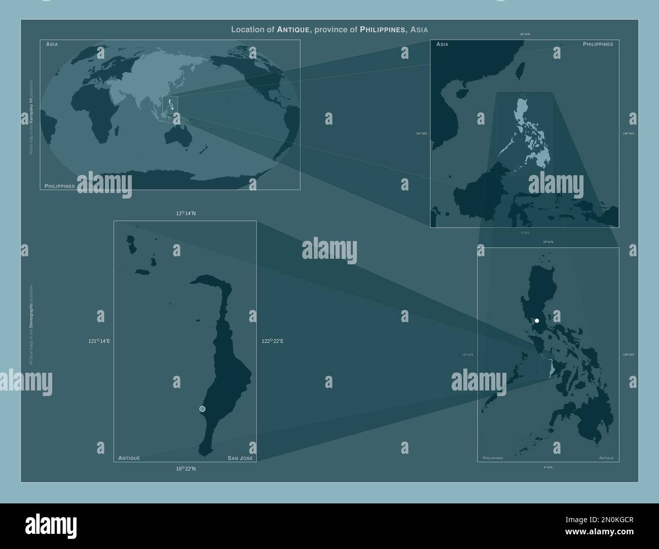 Antique, province of Philippines. Diagram showing the location of the ...
