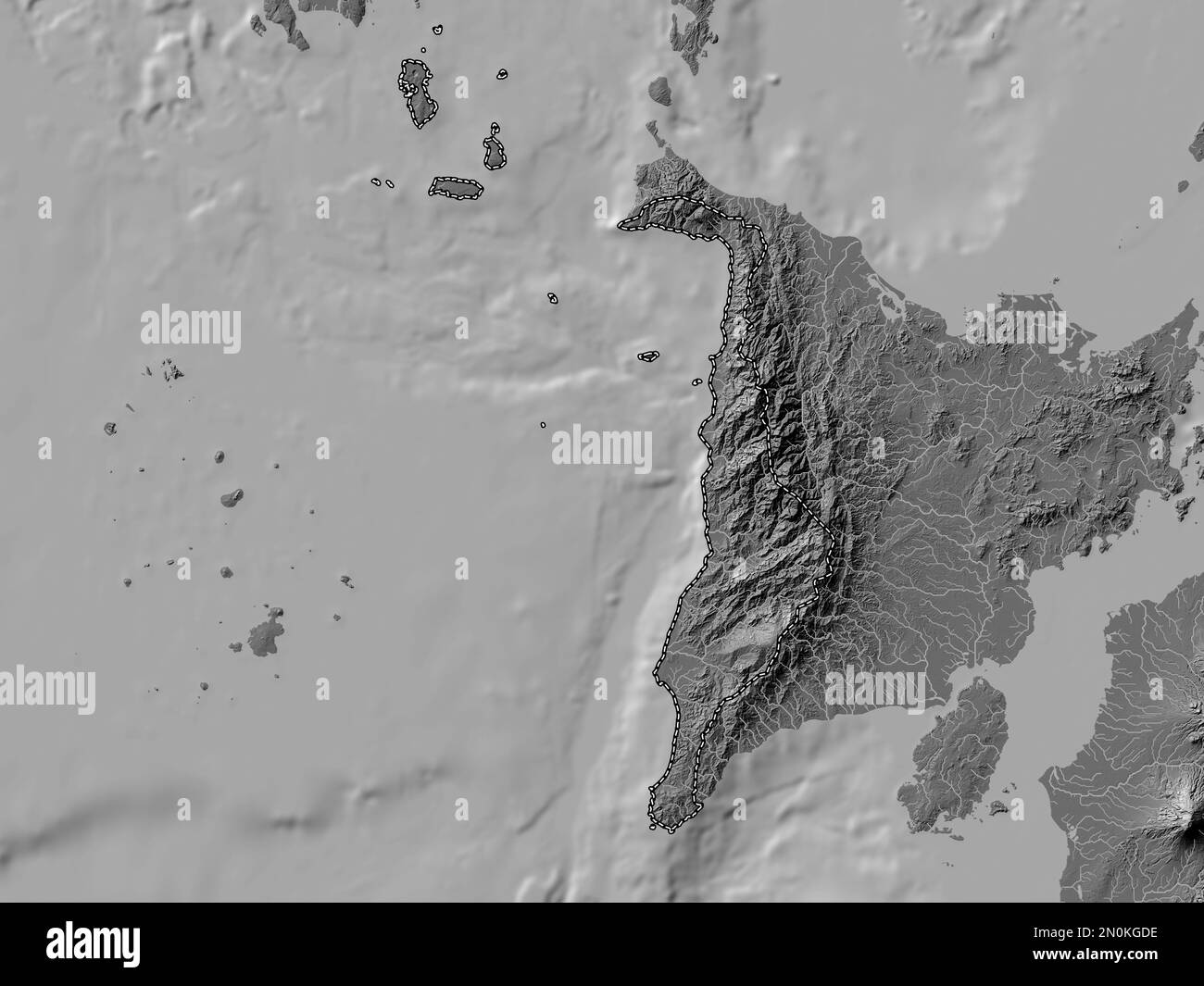 Antique, province of Philippines. Bilevel elevation map with lakes and ...