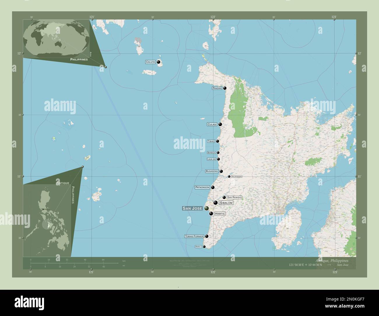 Antique, province of Philippines. Open Street Map. Locations and names ...