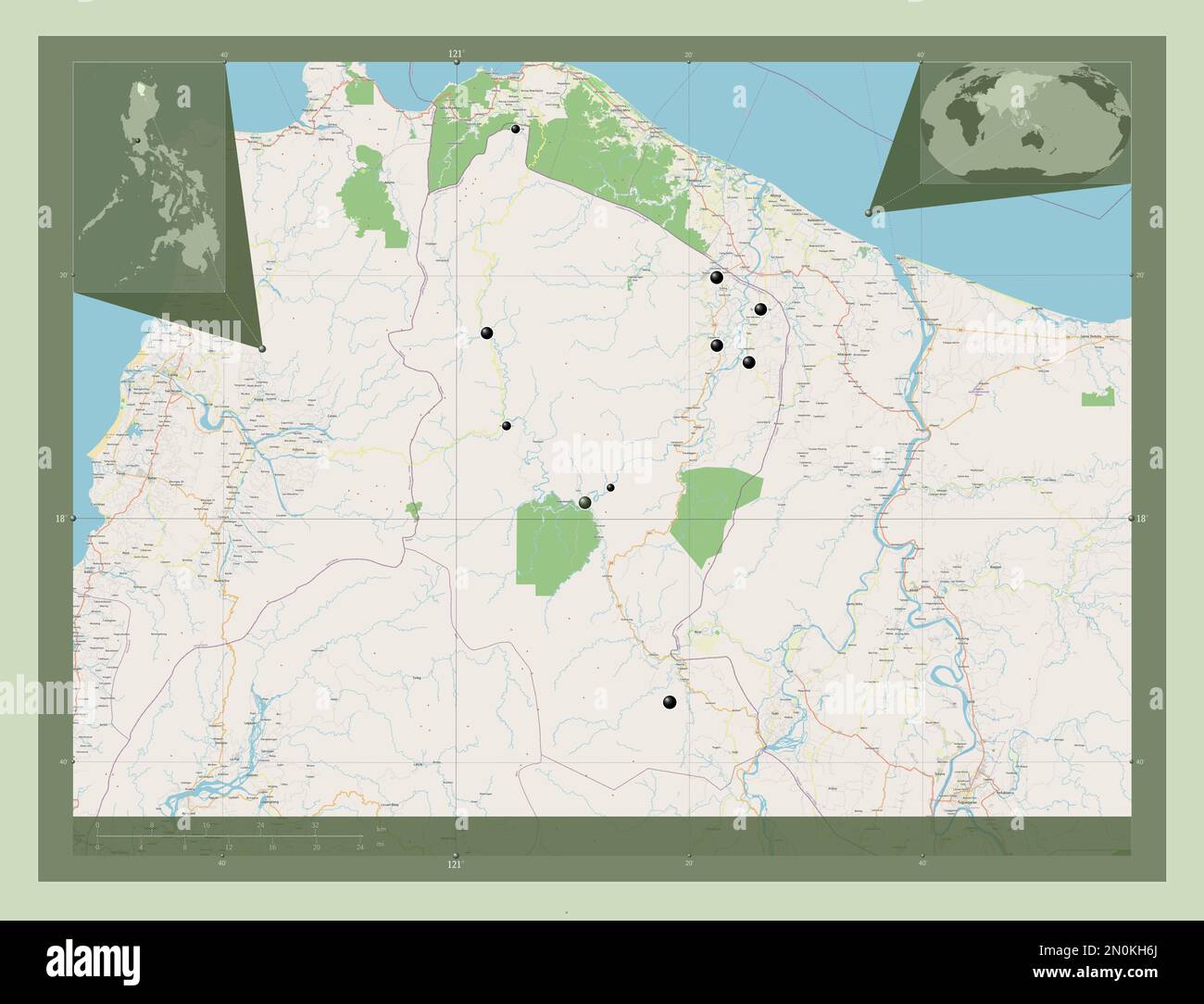 Apayao, province of Philippines. Open Street Map. Locations of major ...