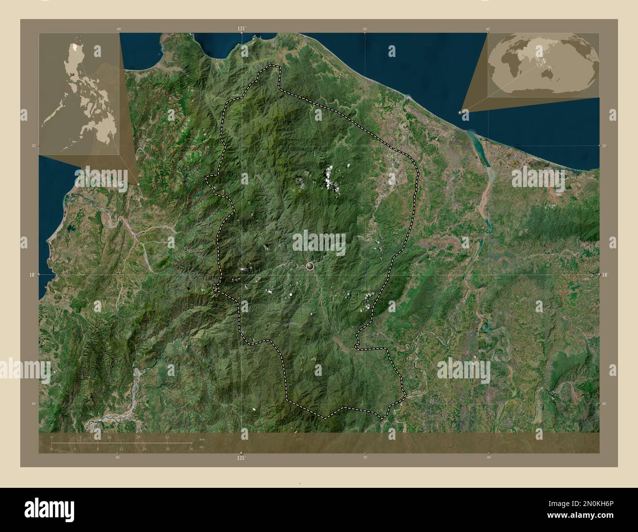 Apayao, province of Philippines. High resolution satellite map. Corner ...