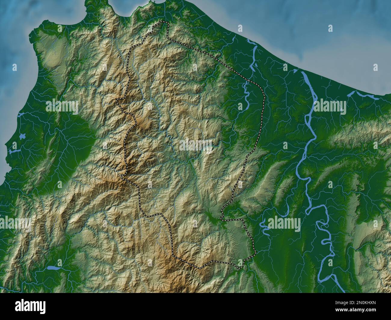 Apayao, province of Philippines. Colored elevation map with lakes and ...