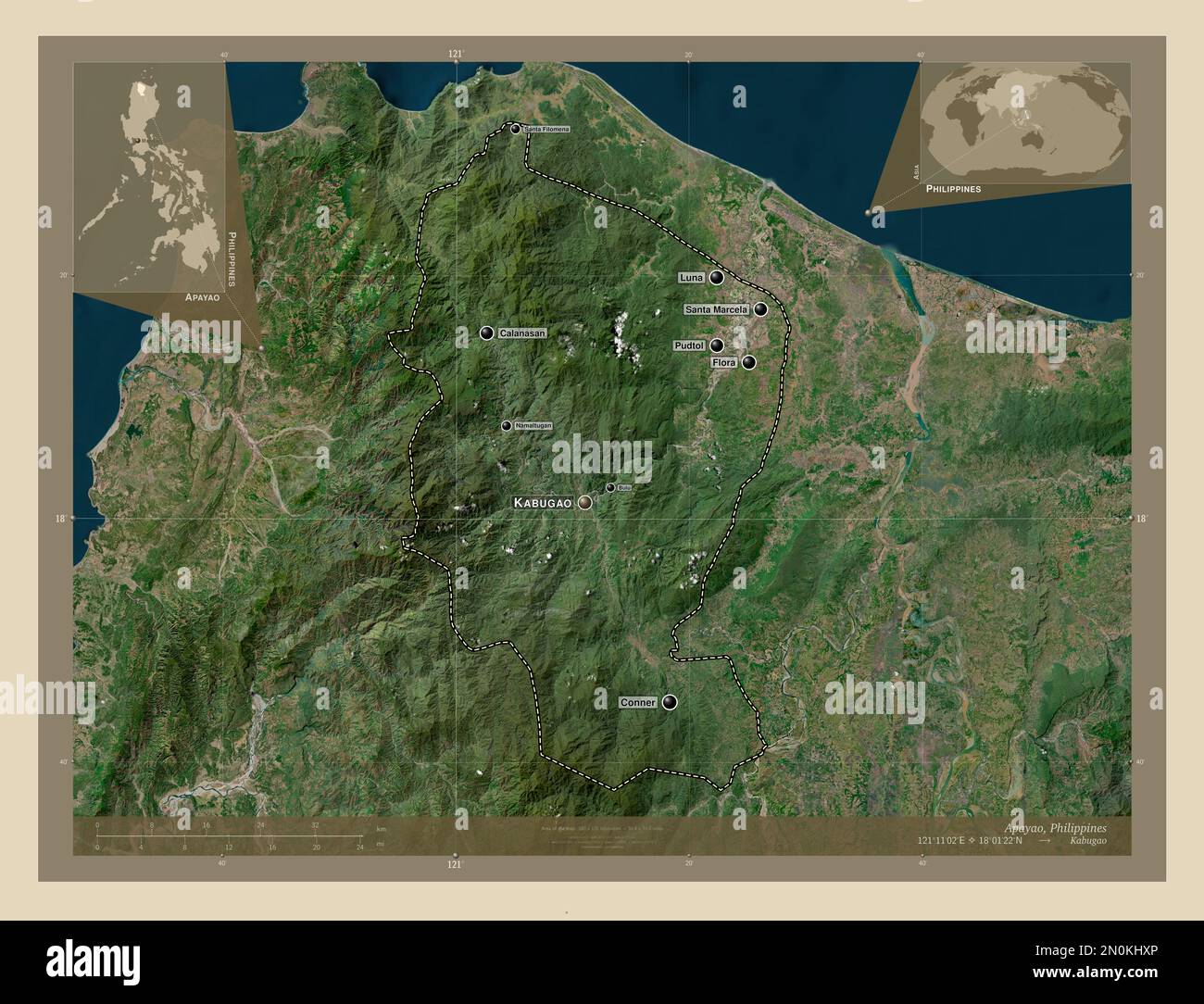 Apayao, province of Philippines. High resolution satellite map ...