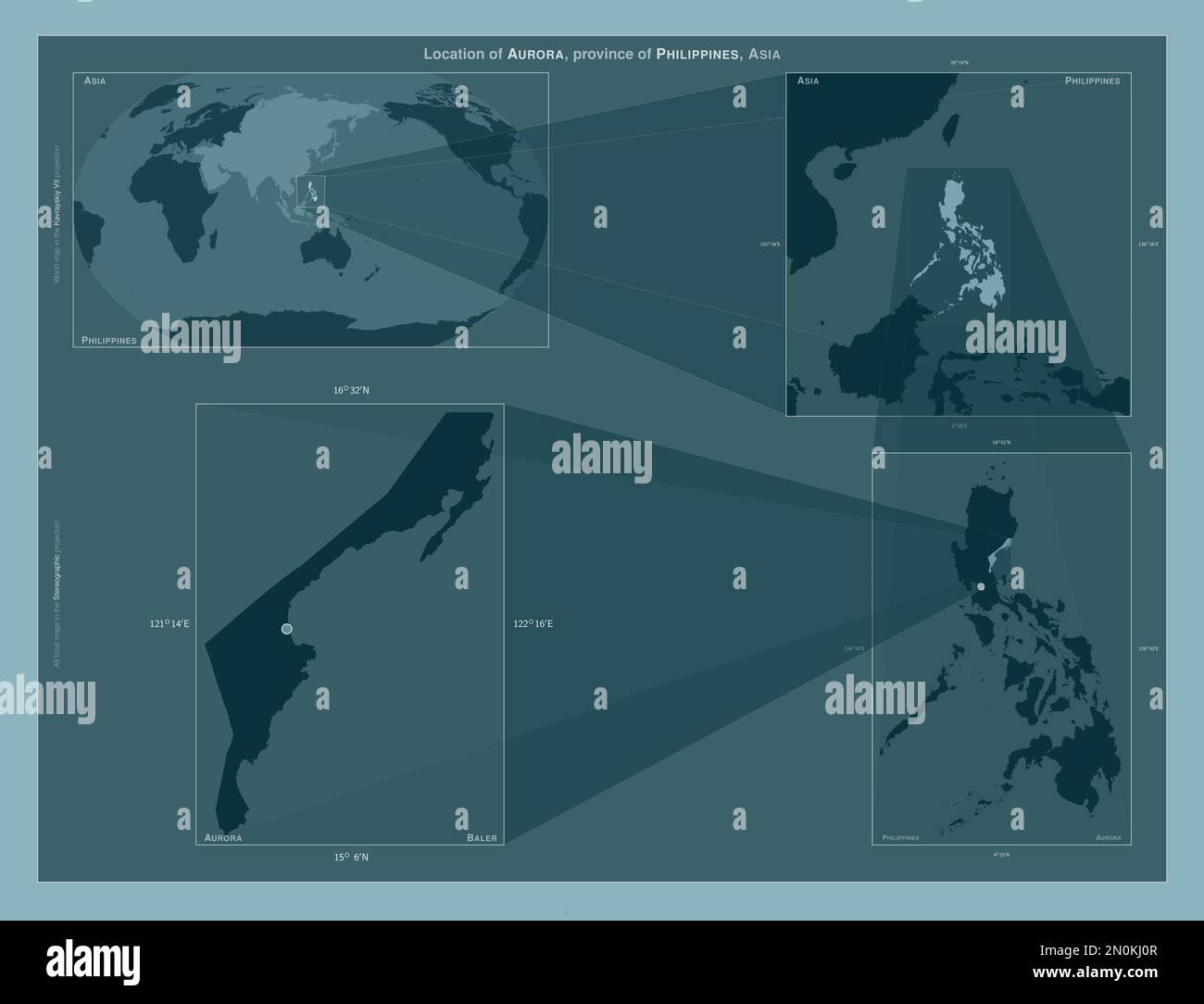 Aurora, province of Philippines. Diagram showing the location of the ...