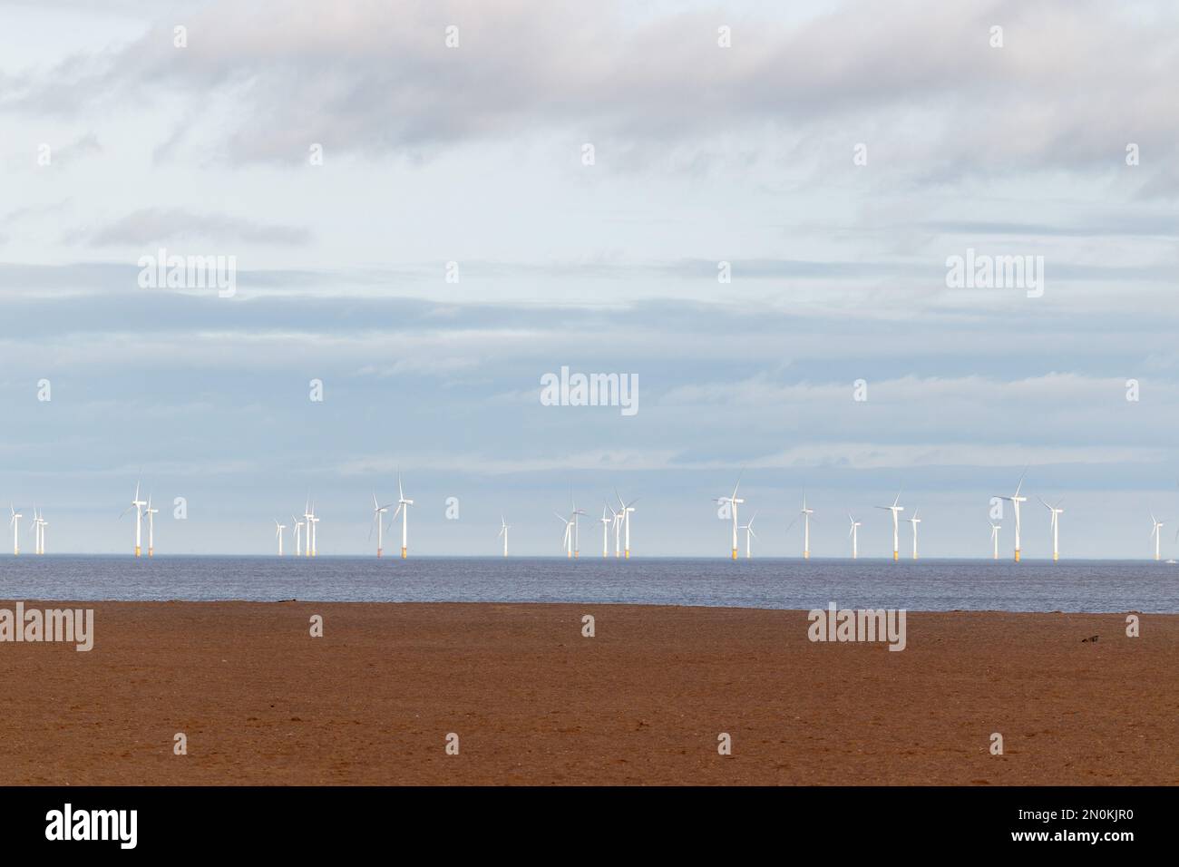 A wind turbine farm situated in the sea near Skegness, UK Stock Photo - Alamy