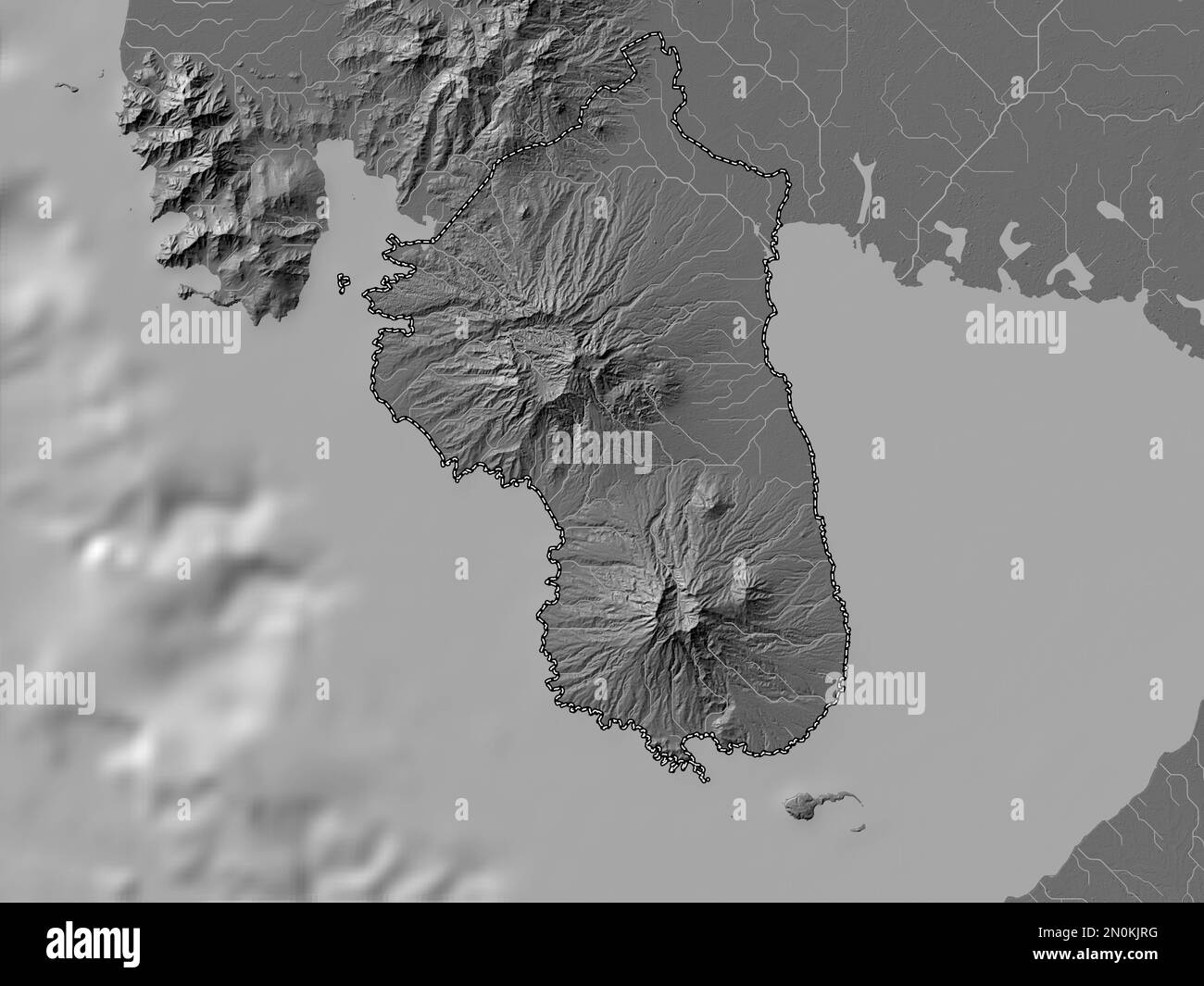 Bataan, province of Philippines. Bilevel elevation map with lakes and ...