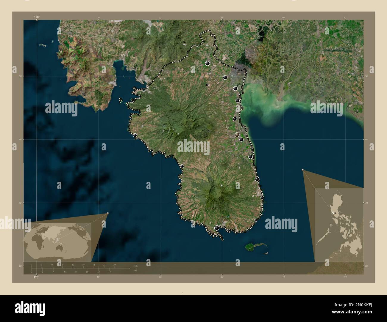 Bataan, province of Philippines. High resolution satellite map ...
