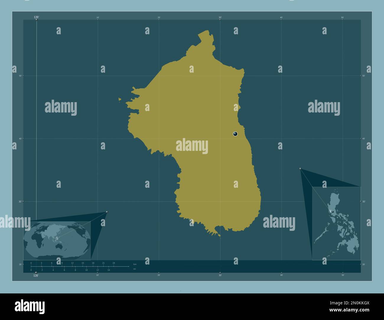 Bataan, province of Philippines. Solid color shape. Corner auxiliary ...