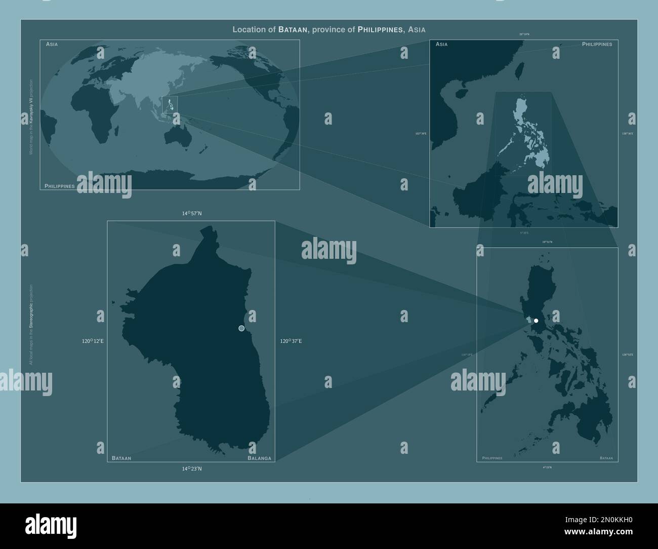 Bataan, province of Philippines. Diagram showing the location of the ...
