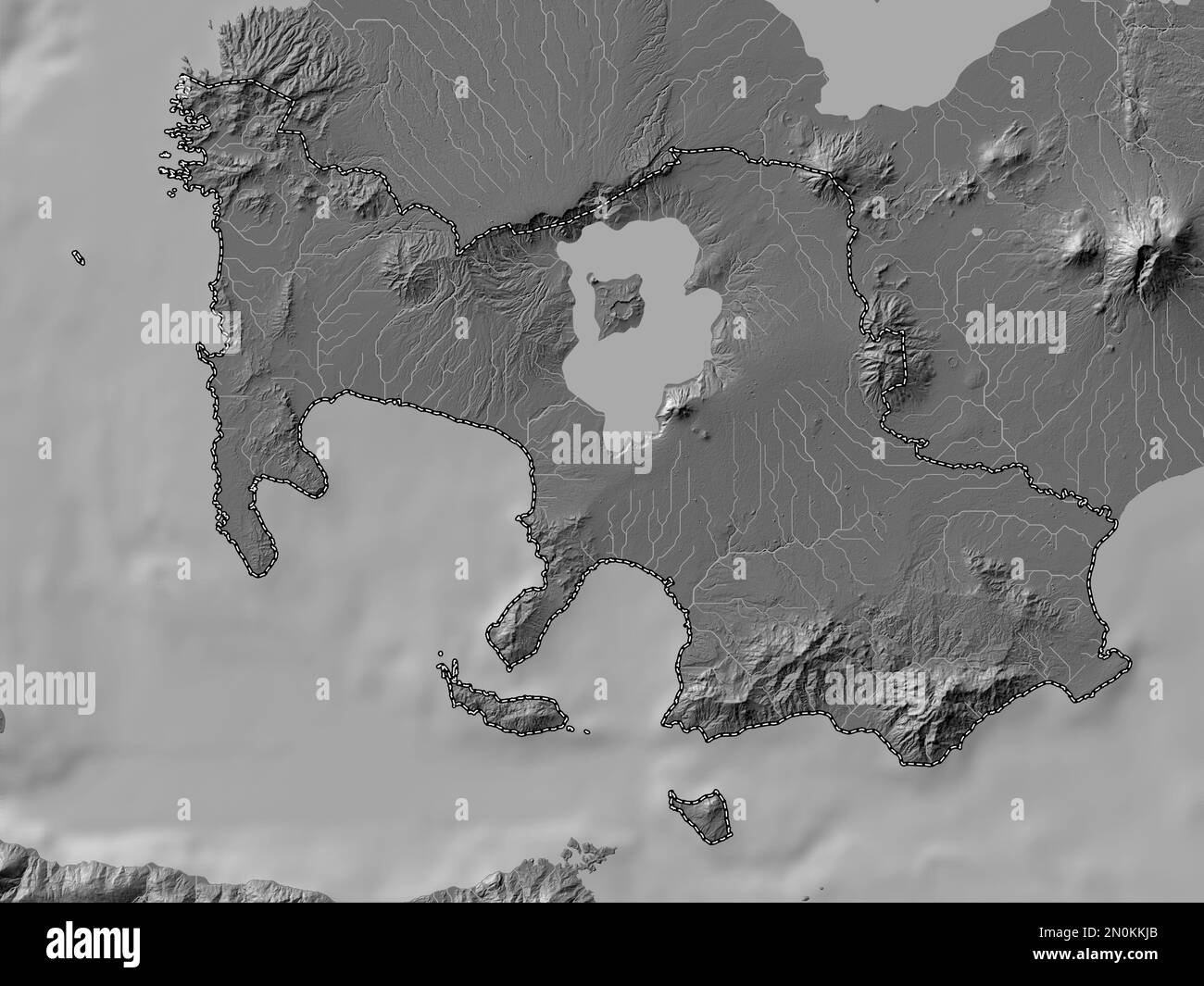 Batangas, province of Philippines. Bilevel elevation map with lakes and ...