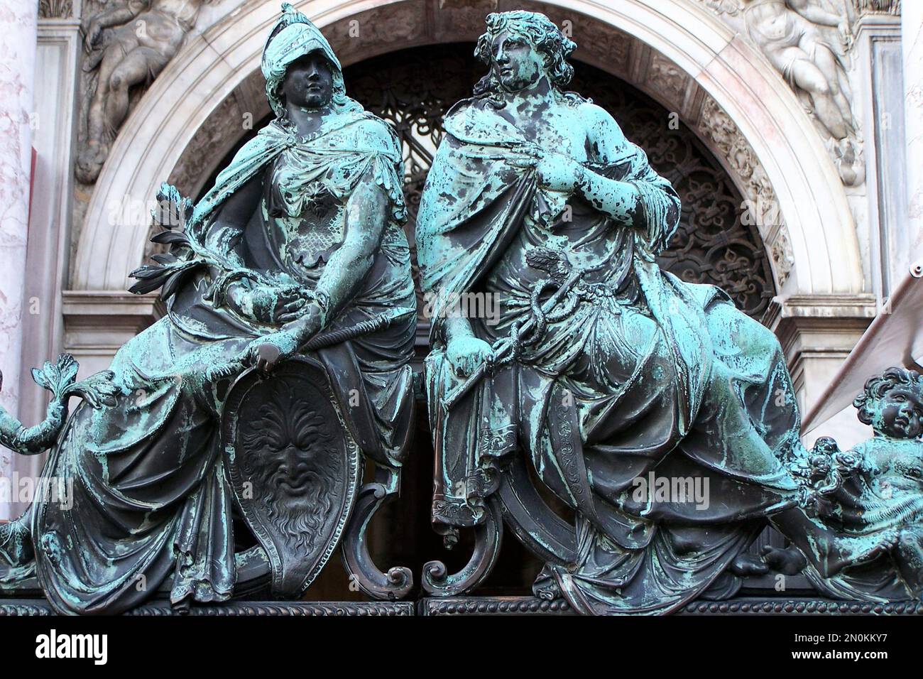 gate with statues beautiful - italy Stock Photo - Alamy