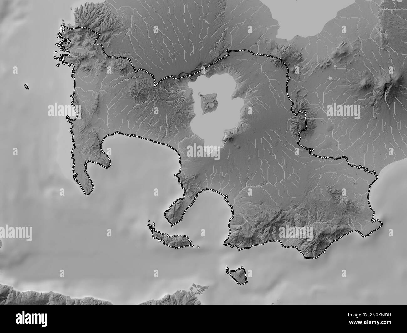 Batangas, province of Philippines. Grayscale elevation map with lakes ...