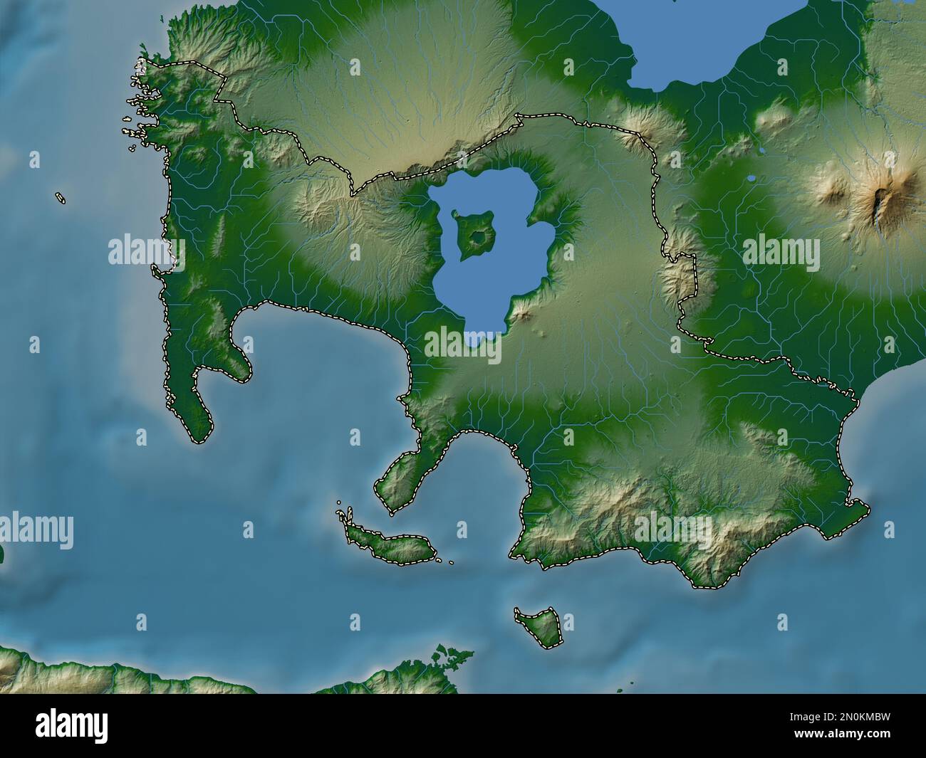 Batangas, province of Philippines. Colored elevation map with lakes and ...
