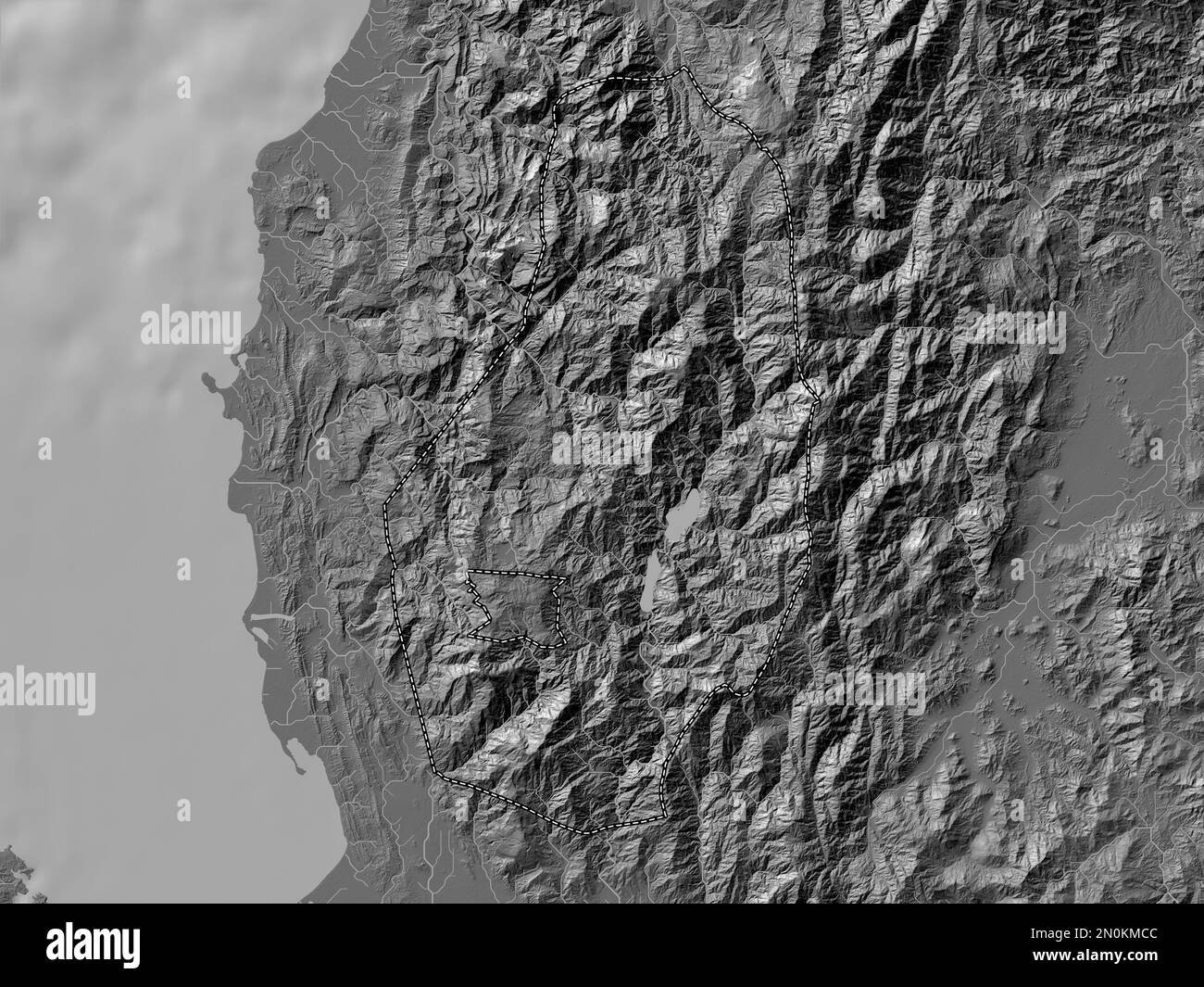 Benguet, province of Philippines. Bilevel elevation map with lakes and ...