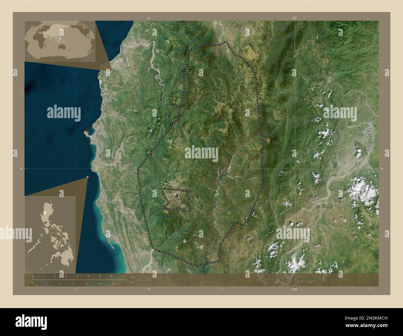 Benguet, province of Philippines. High resolution satellite map. Corner ...
