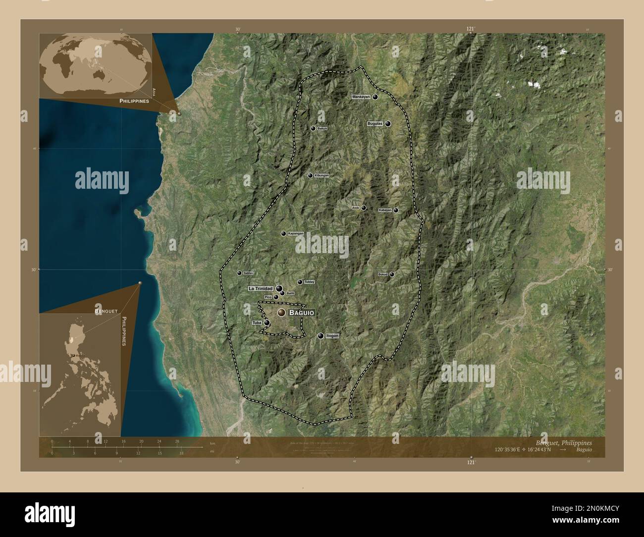 Benguet, province of Philippines. Low resolution satellite map ...