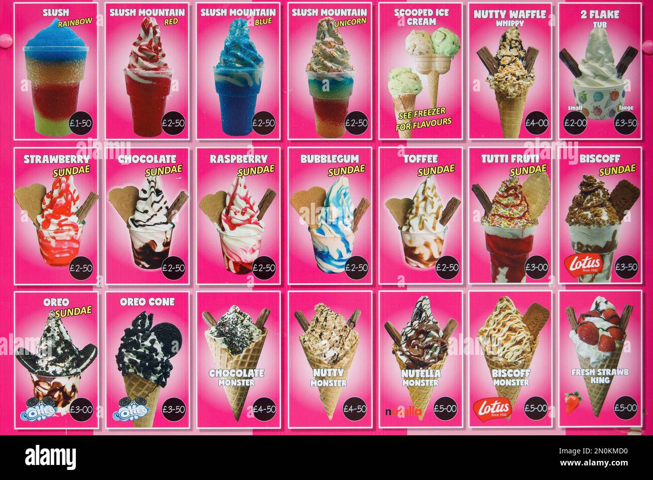 Sundae ice cream advertisements on the side of a shop selling ice ...