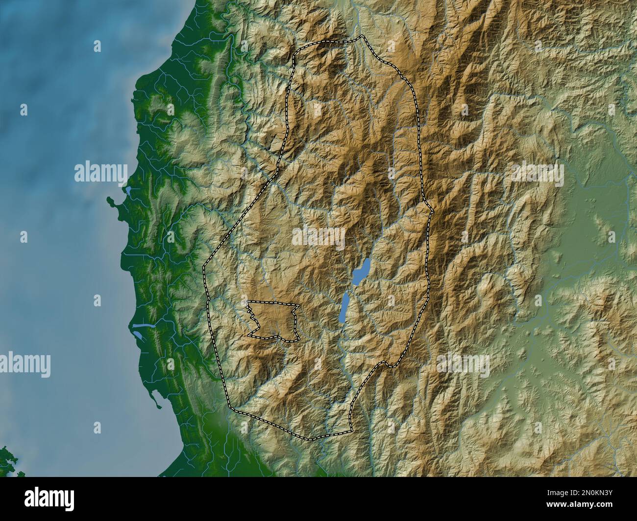 Benguet, province of Philippines. Colored elevation map with lakes and ...
