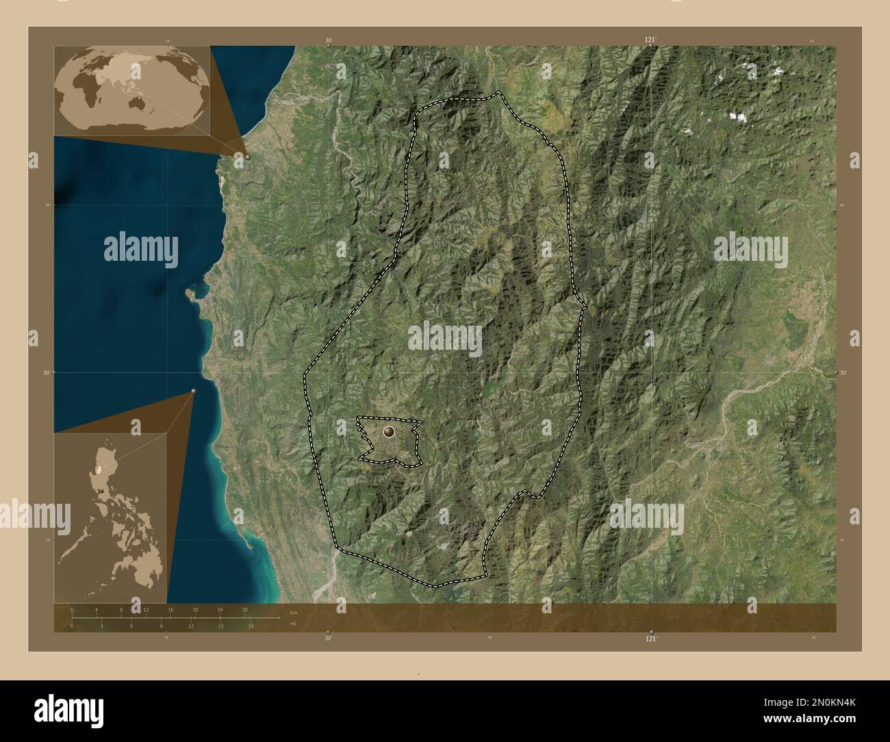 Benguet, province of Philippines. Low resolution satellite map. Corner ...