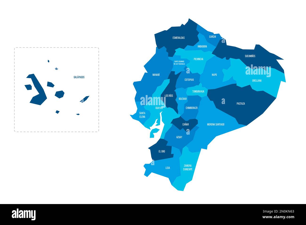 Ecuador political map of administrative divisions - provinces. Flat ...