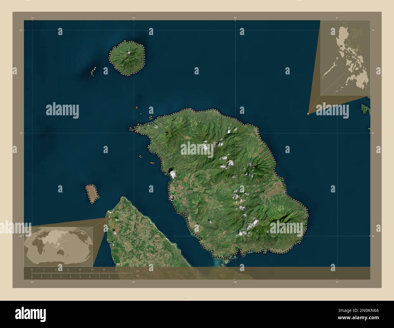 Biliran, province of Philippines. High resolution satellite map. Corner ...