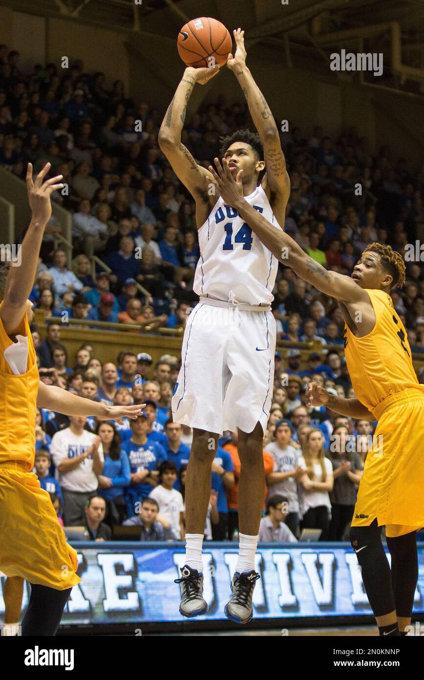 Duke’s Brandon Ingram (14) shoots as Long Beach State’s Nick Faust ...