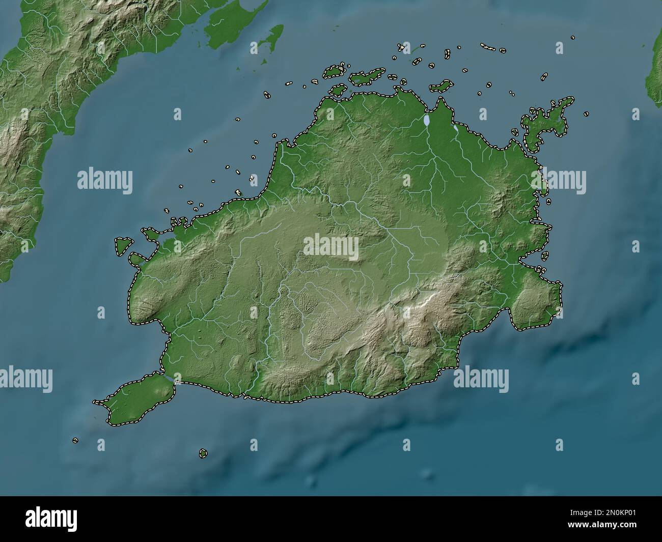 Bohol, province of Philippines. Elevation map colored in wiki style ...