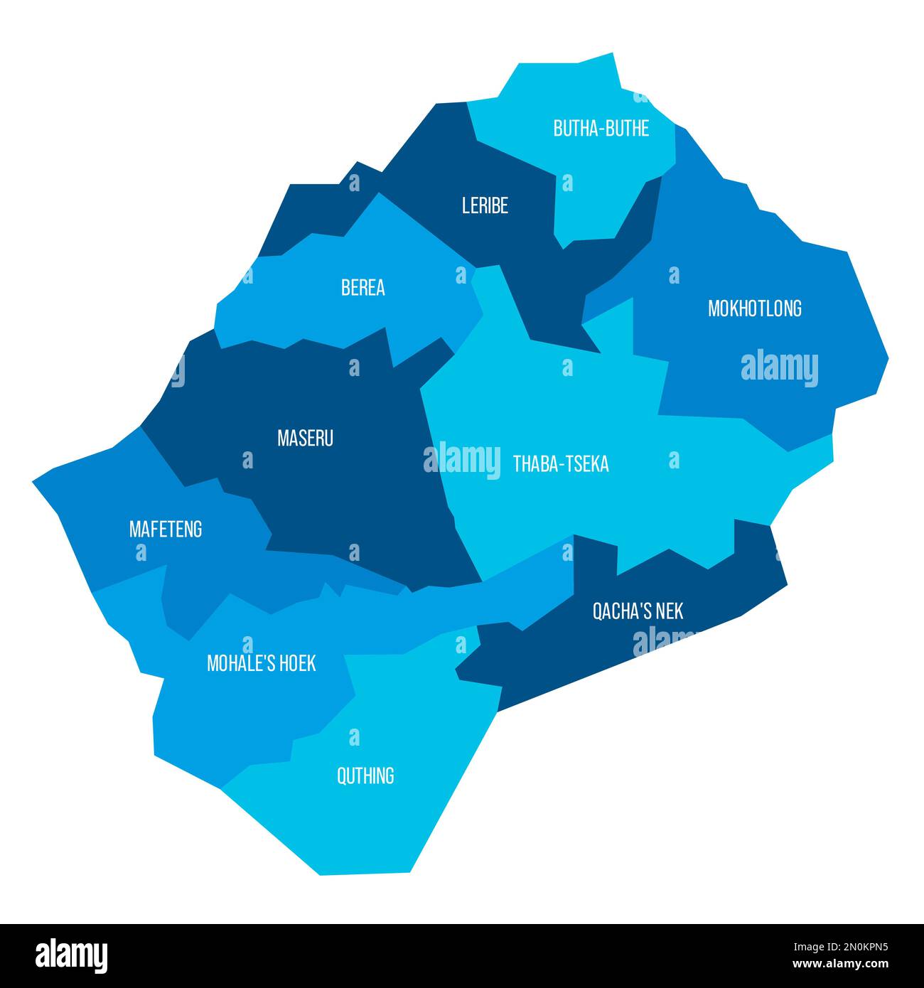 Lesotho political map of administrative divisions - districts. Flat ...