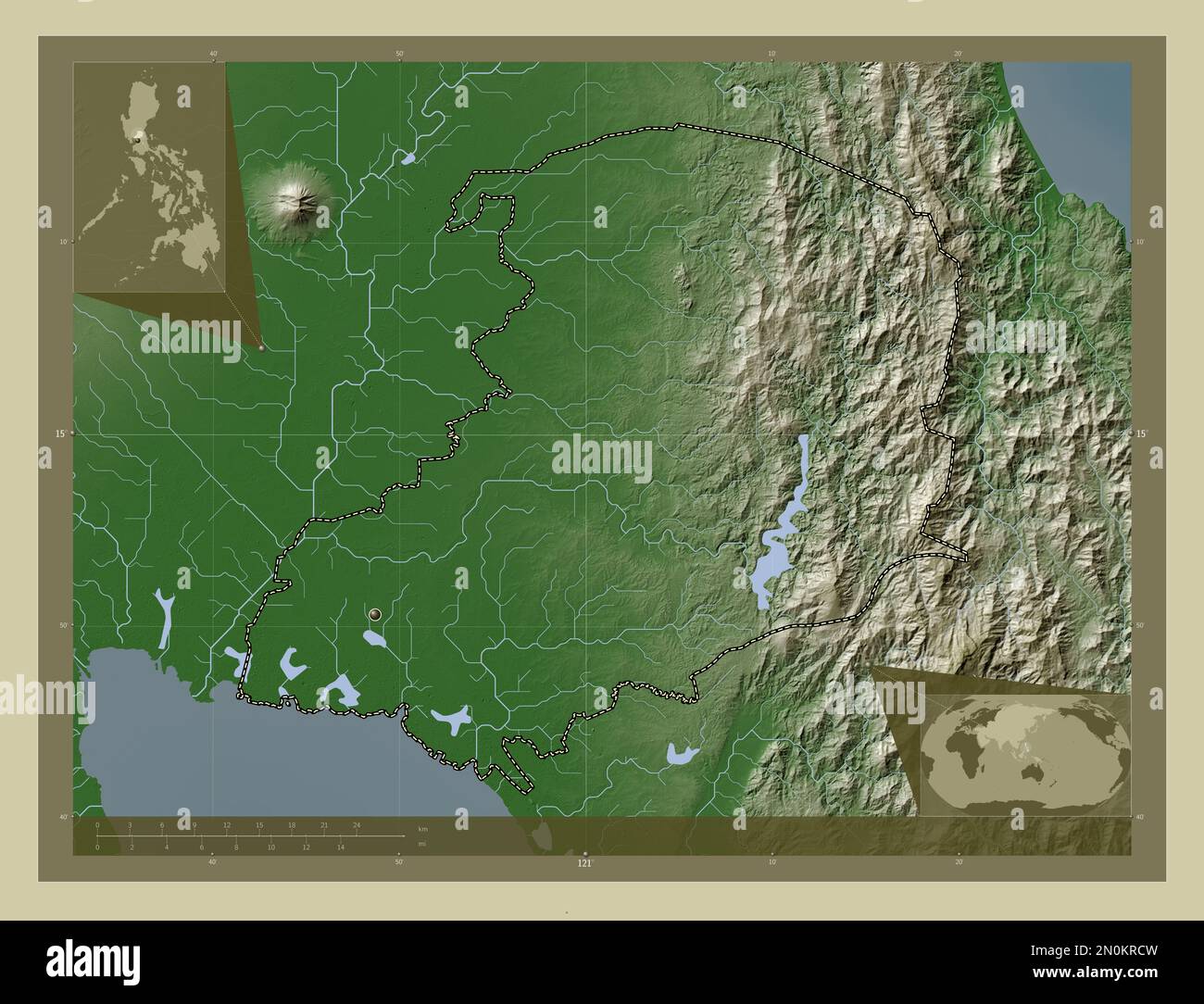 Bulacan, province of Philippines. Elevation map colored in wiki style ...